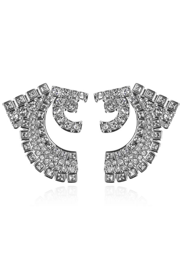 FERRAGAMO Earrings With Shimmering Crystals - Silver