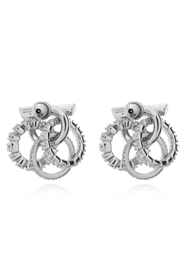 FERRAGAMO Crystal Embellished Interlocking Circle Earrings