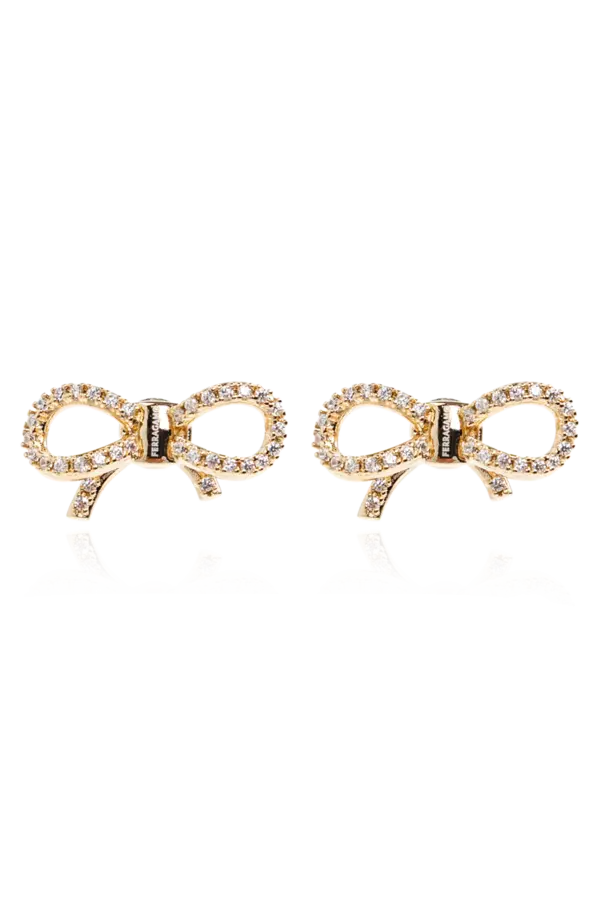 FERRAGAMO Crystal Bow Earrings - Gold