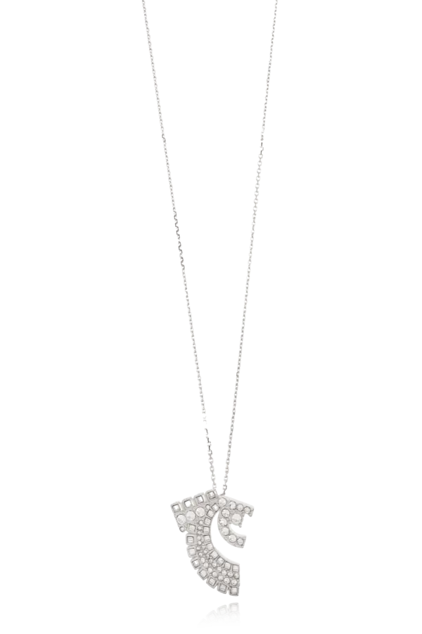 FERRAGAMO Necklace With A Pendant Featuring Shimmering Crystals - Silver