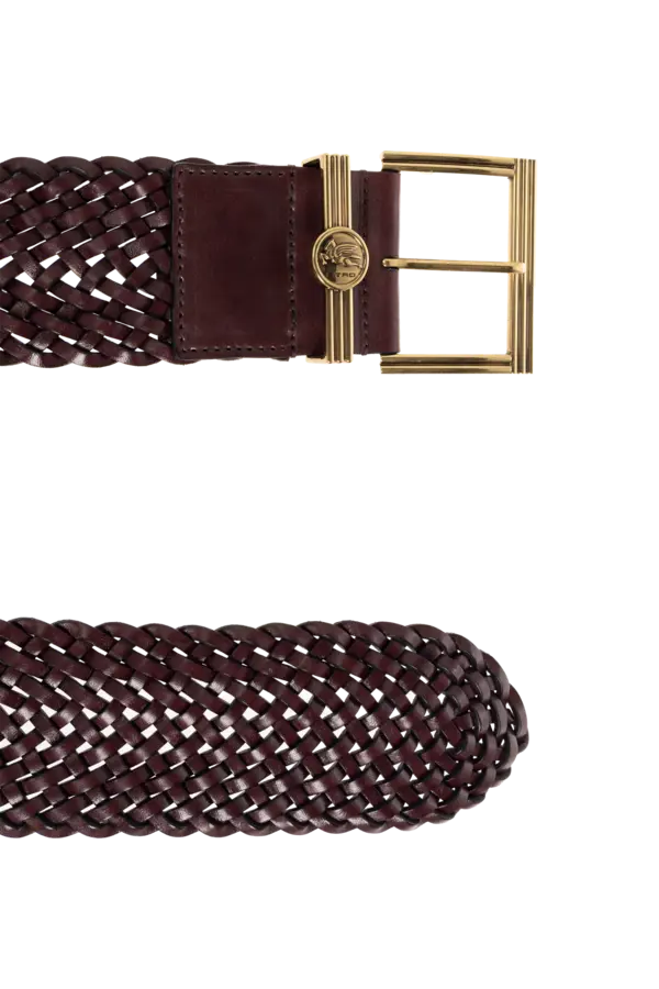 Etro Wide Braided Leather Belt With Gold-tone Buckle