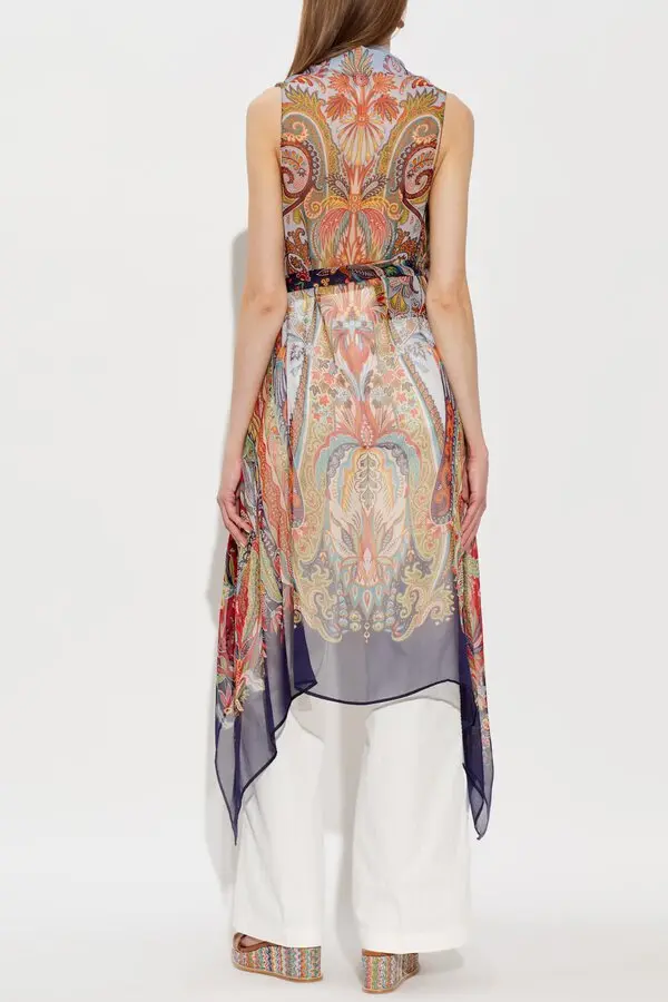 Etro Silk Vest With Asymmetrical Cut And Oriental Motifs