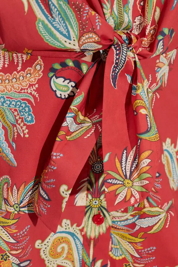 Etro Multicolored Botanical Print Belted Shirt Dress