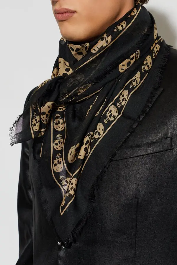 Alexander McQueen Silk Scarf With A Distinctive Skull Motif