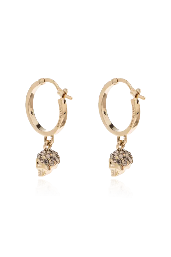 Alexander McQueen Crystal Skull Hoop Earrings