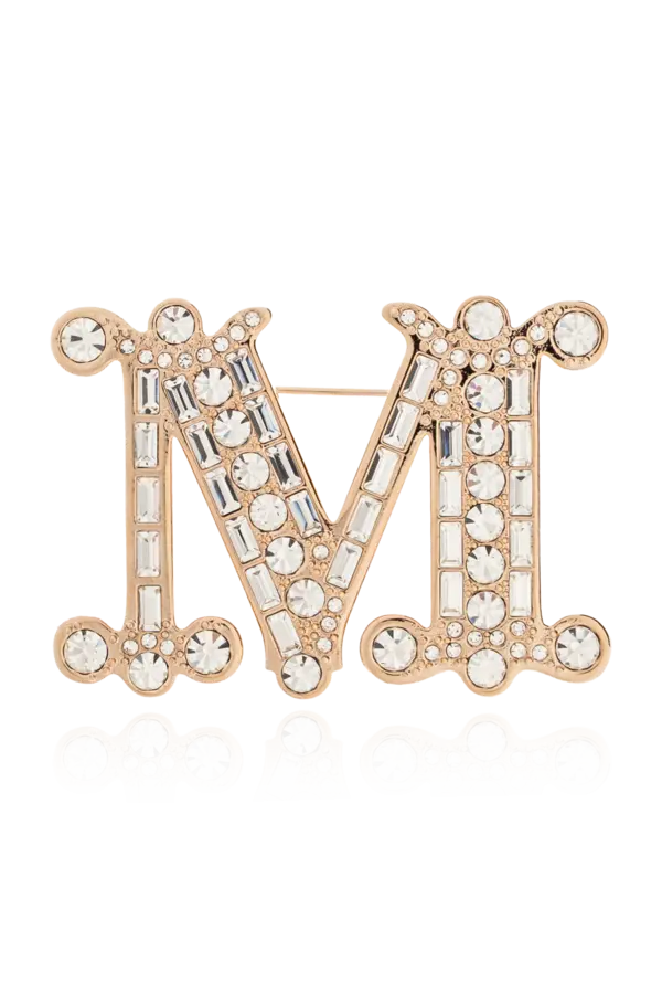 Max Mara Brooch With Shimmering Crystals - Gold