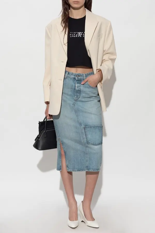 MAISON MARGIELA Cropped T-shirt With Numeric Logo Print