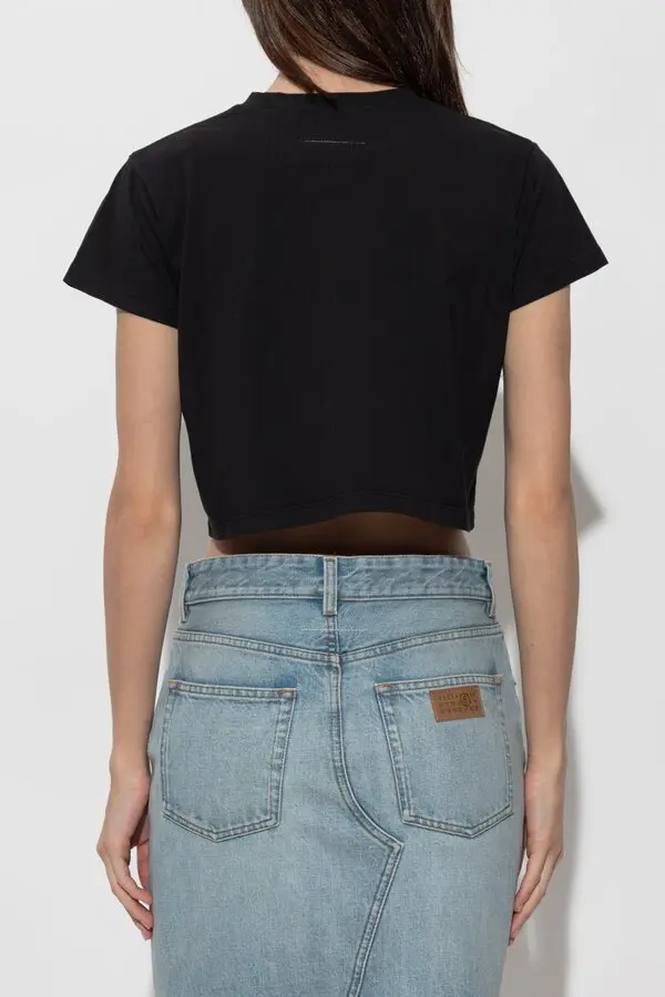 MAISON MARGIELA Cropped T-shirt With Numeric Logo Print