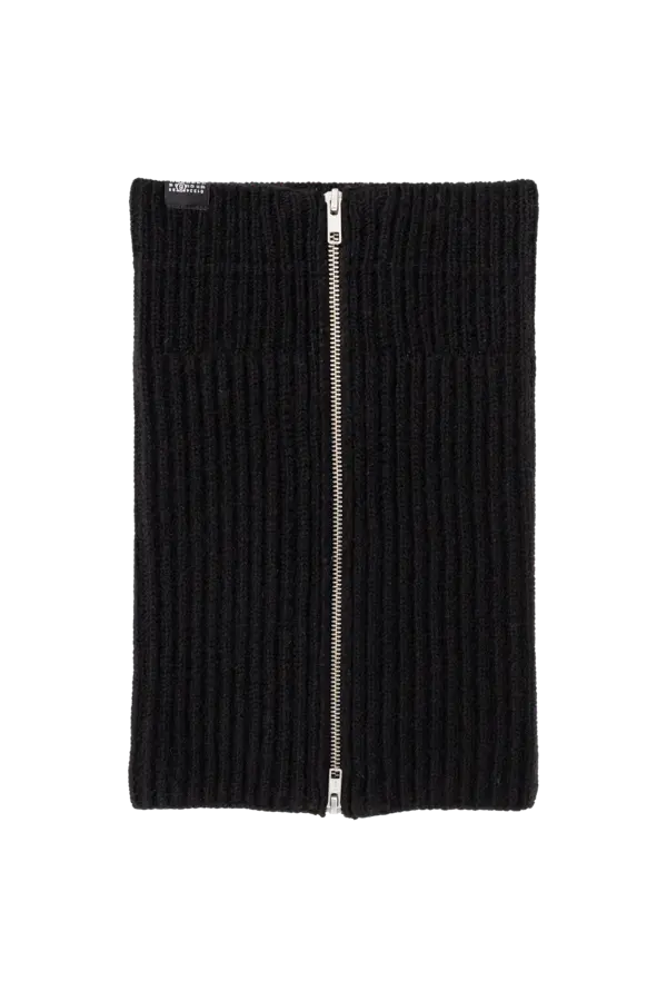 MAISON MARGIELA Ribbed Knit Zip Neck Warmer - Black