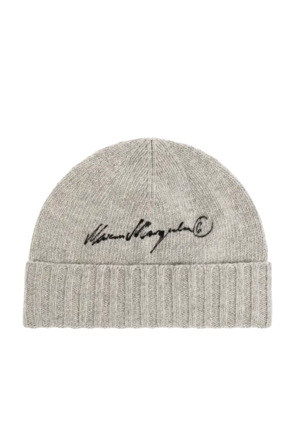 MAISON MARGIELA Wool Beanie With Embroidered Logo - Grey