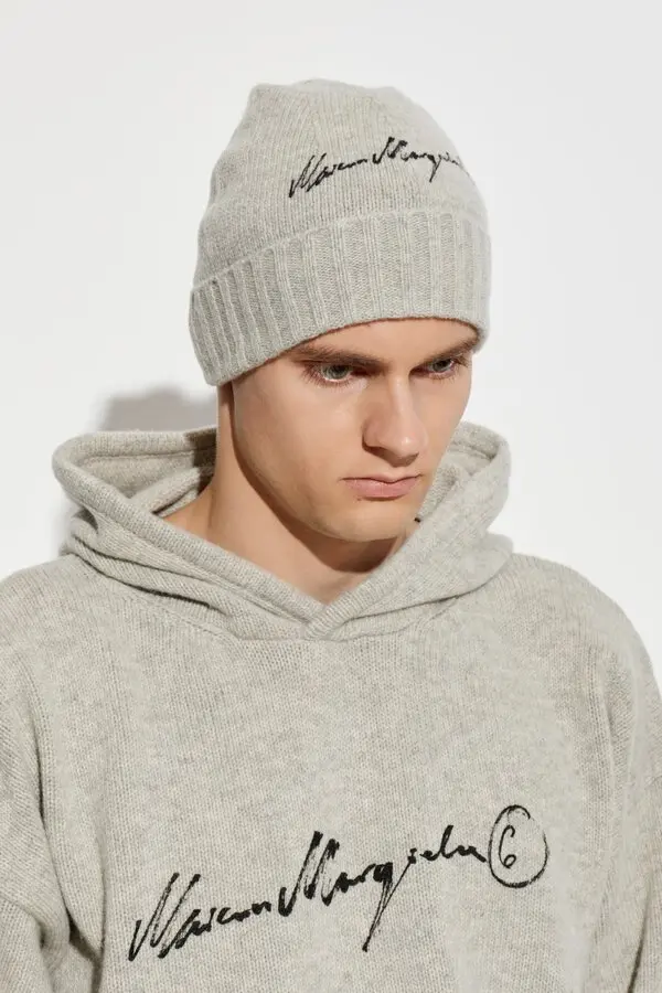 MAISON MARGIELA Embroidered Logo Wool Beanie
