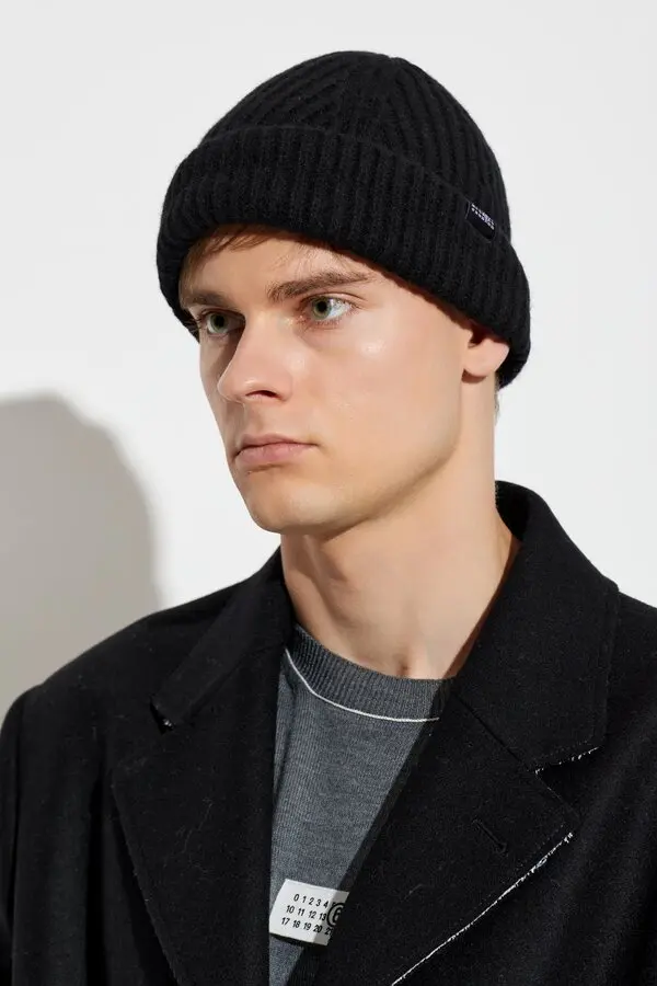 MAISON MARGIELA Ribbed Wool Beanie With Logo Patch