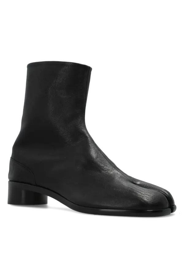 MAISON MARGIELA Leather Tabi Heeled Ankle Boots - Black