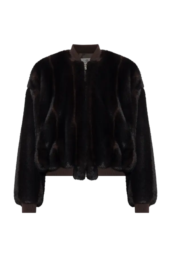 MAISON MARGIELA Furry Bomber Jacket - Brown