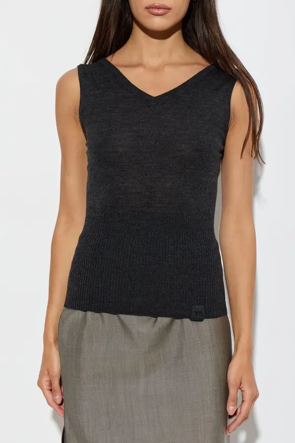 Victoria Beckham Wool Top With V-neck