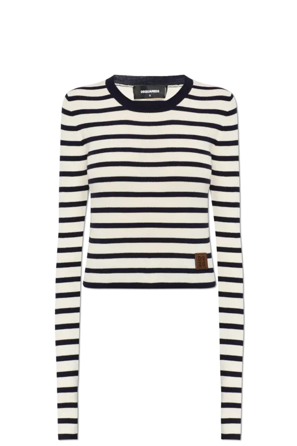 Dsquared2 Wool Sweater With Striped Pattern - Black