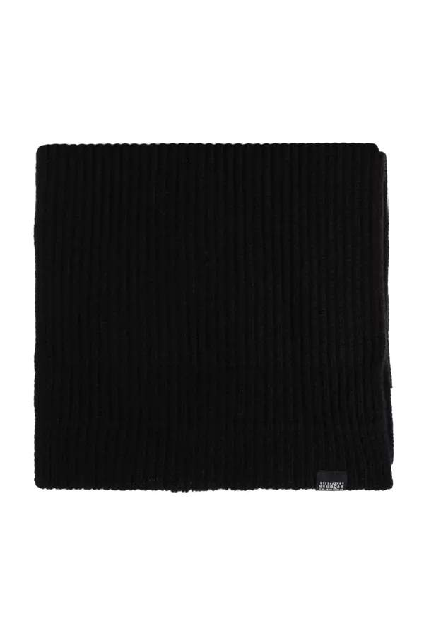 MAISON MARGIELA Wool Scarf With Logo Patch - Black