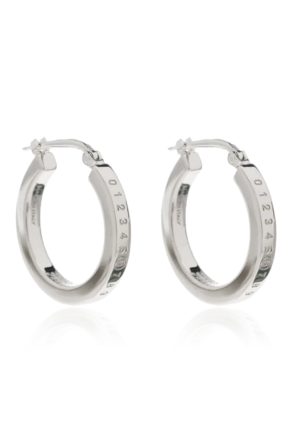 MAISON MARGIELA Earrings With Engraved Logo - Silver