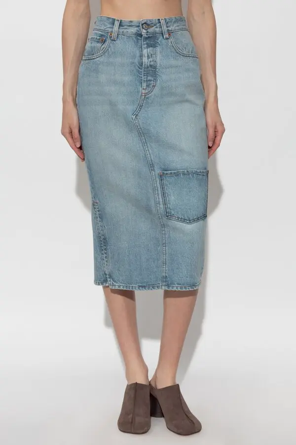 MAISON MARGIELA Denim Midi Skirt With Asymmetrical Slit