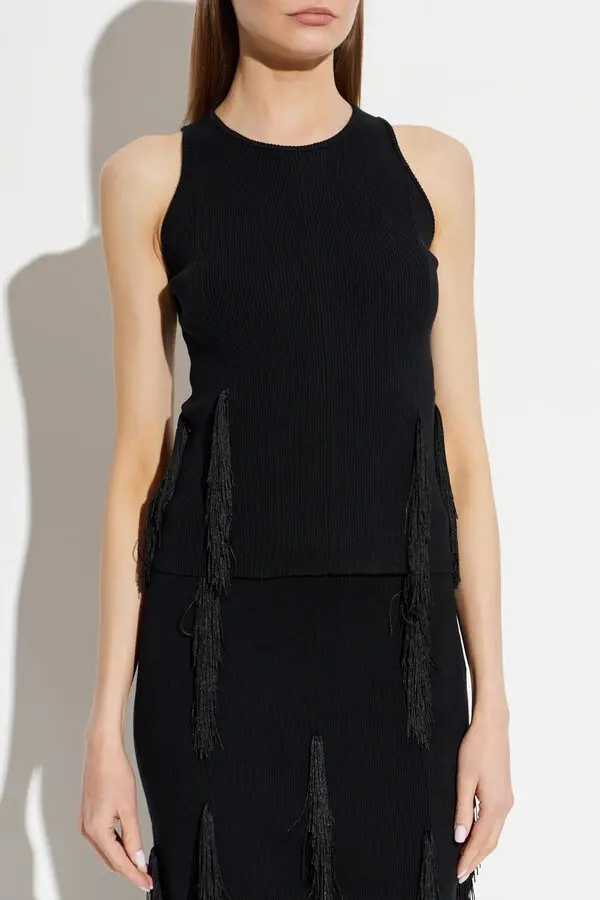 IRO PARIS Flocon" Ribbed Knit Top With Fringes