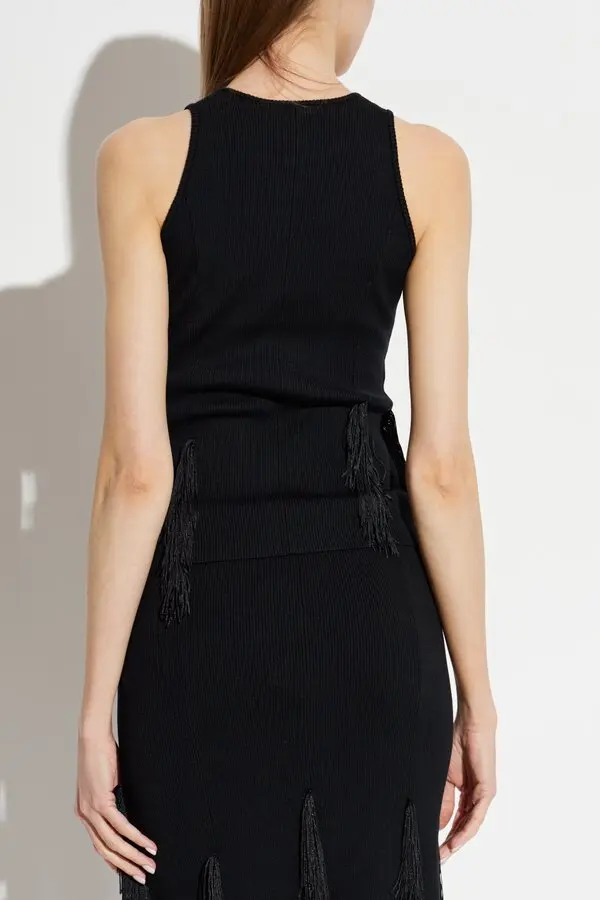 IRO PARIS Flocon" Ribbed Knit Top With Fringes