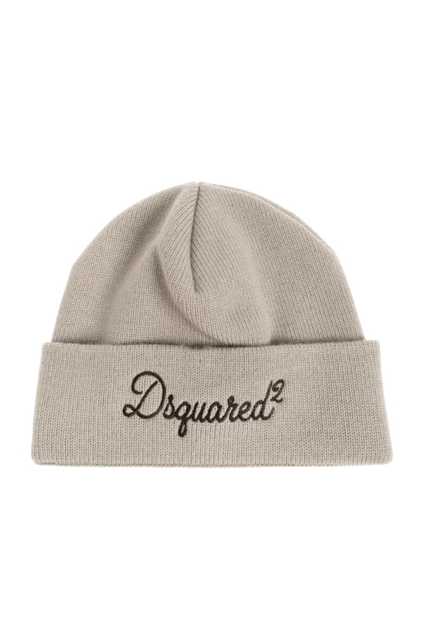Dsquared2 Wool Beanie With Embroidered Logo - Grey