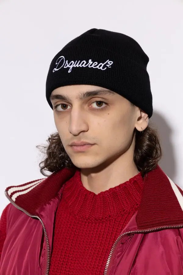 Dsquared2 Wool Beanie With Embroidered Logo