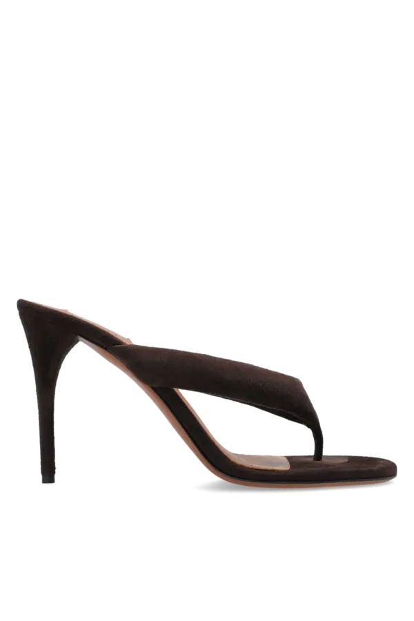 Alaïa Suede Heeled Mules - Brown