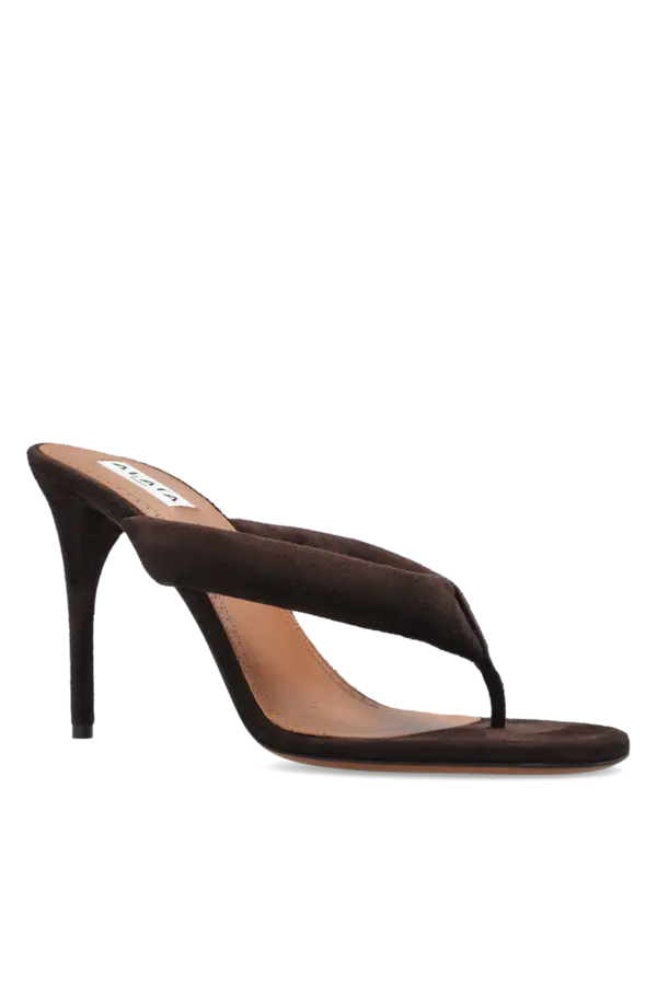 Alaïa Suede V-strap Heeled Mules