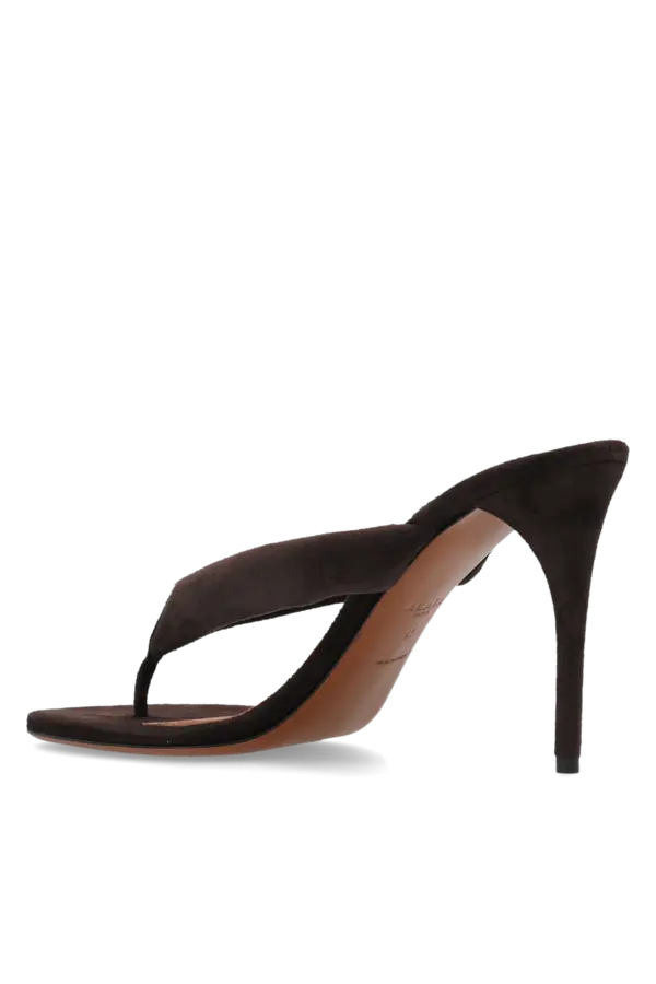 Alaïa Suede V-strap Heeled Mules