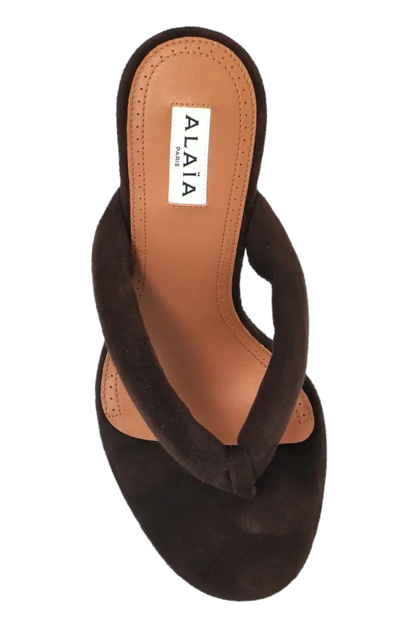 Alaïa Suede V-strap Heeled Mules