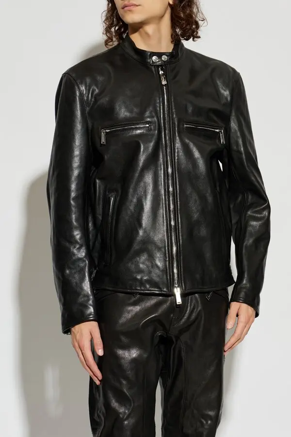 Dsquared2 Leather Jacket With Studs