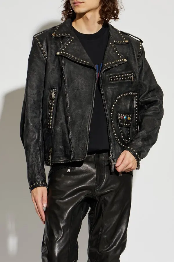 Dsquared2 Leather Jacket With A Vintage Effect