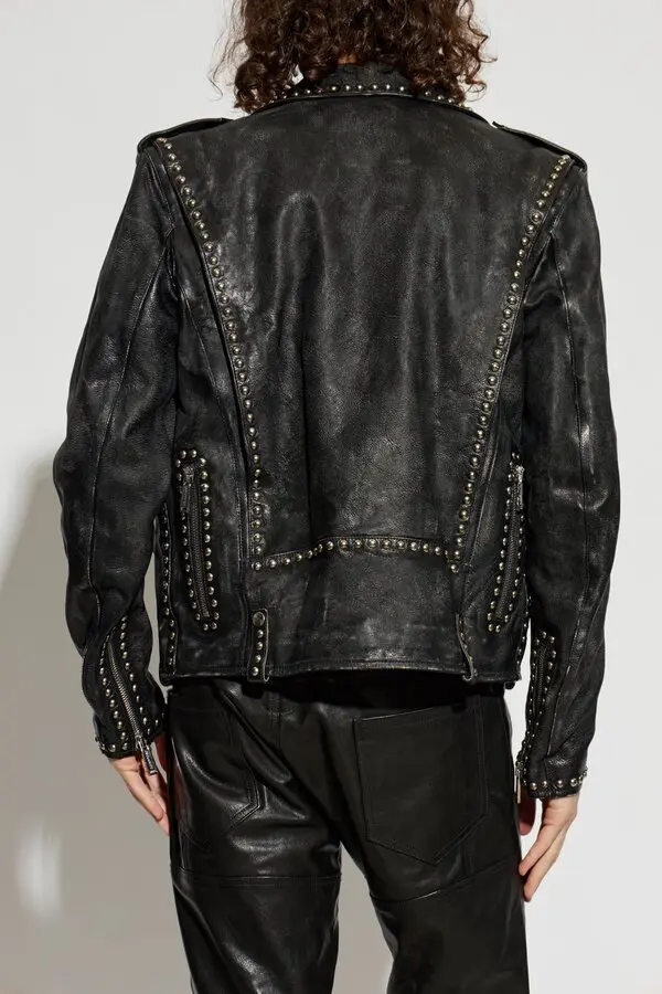 Dsquared2 Leather Jacket With A Vintage Effect