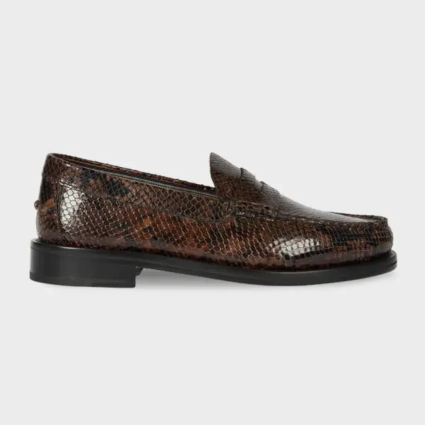 Paul Smith Dark 'rialto' Snake Effect Loafers - Brown