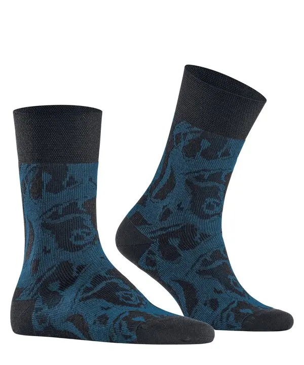 Falke Sensitive Tree Side Patterned Crew Socks - Blue