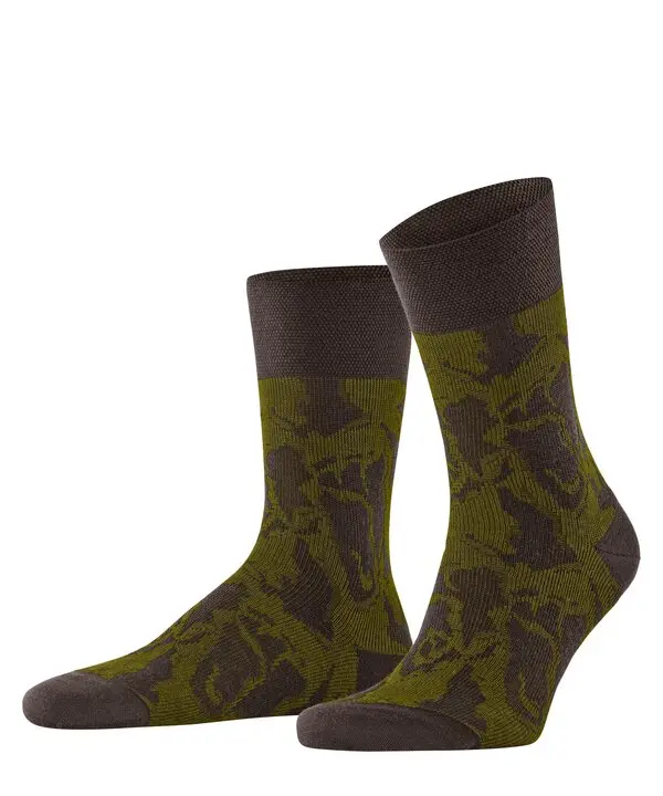 Falke Sensitive Tree Side Crew Socks With Camouflage Pattern - Brown