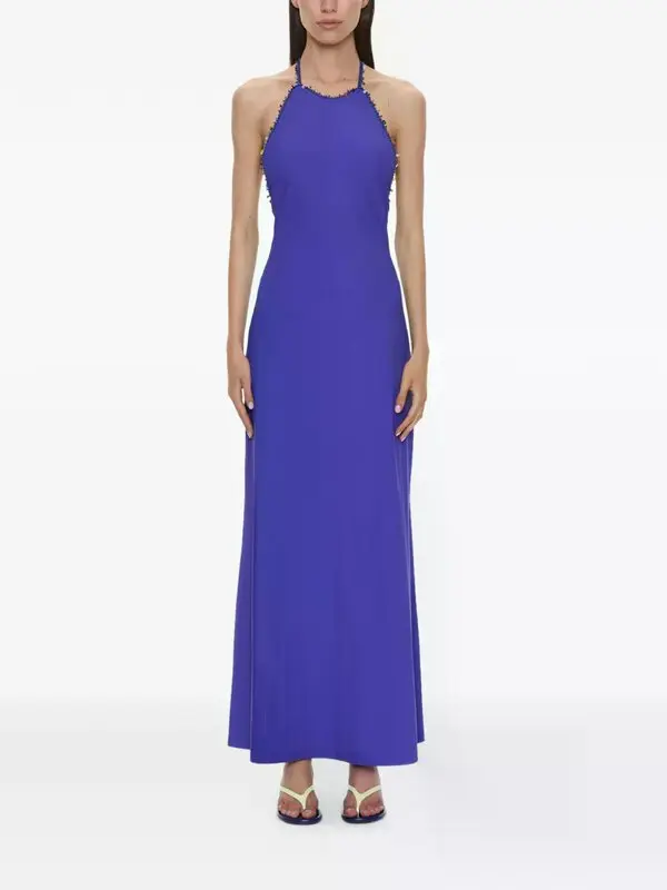 Christopher Esber Quartz Embellished Halterneck Dress - Blue