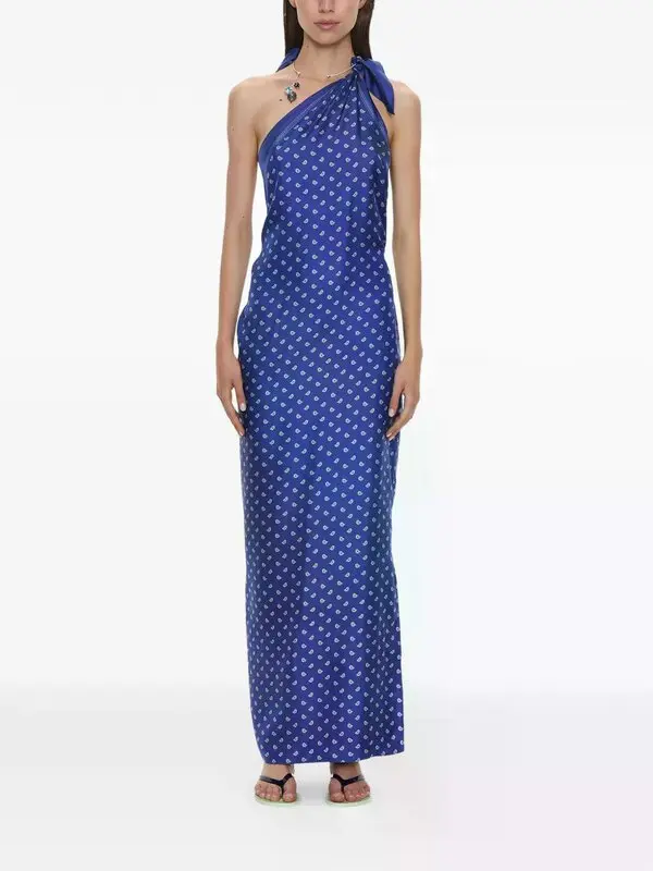 Christopher Esber One-shoulder Bandana Print Long Dress - Blue