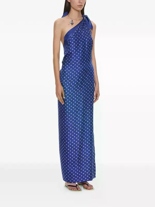 Christopher Esber One-shoulder Bandana Print Long Dress