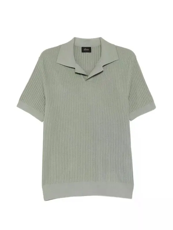 Brioni Ribbed-knit Polo Shirt