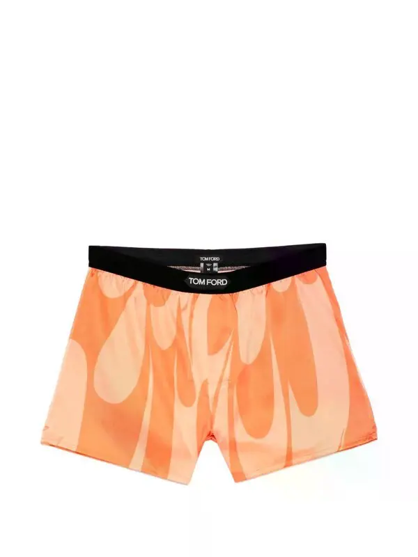 TOM FORD Abstract-print Silk-blend Boxers - Orange