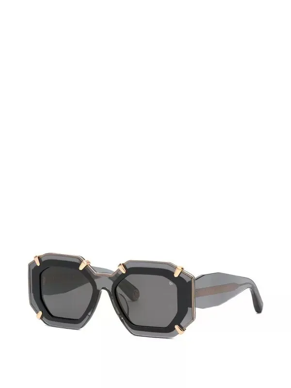 Philipp Plein Geometric Logo Plaque Sunglasses