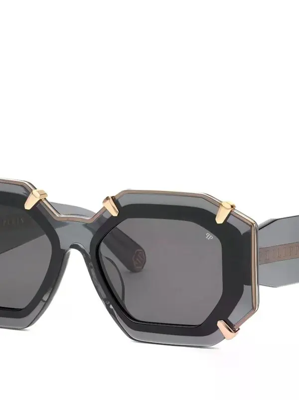 Philipp Plein Geometric Logo Plaque Sunglasses