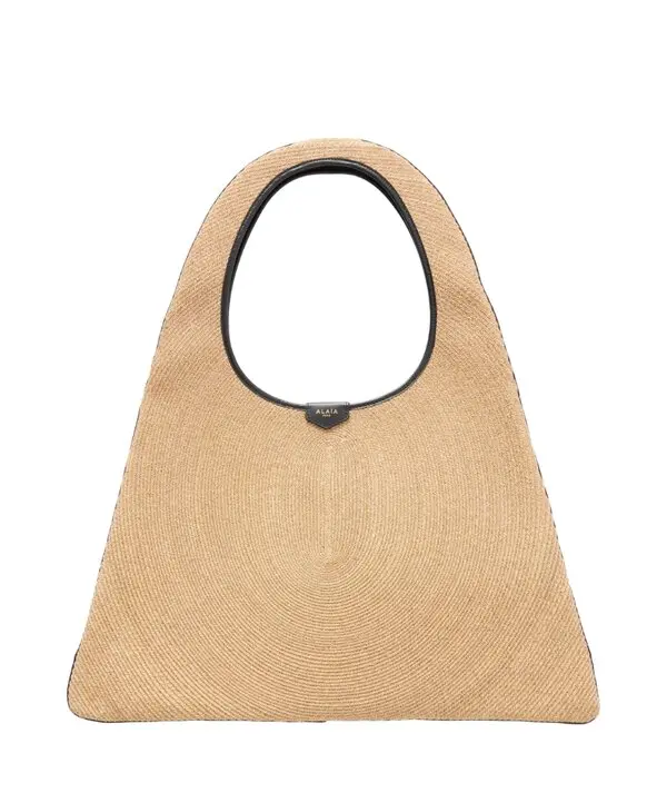 Alaïa Leather-trimmed Paper Straw Shoulder Bag - Brown