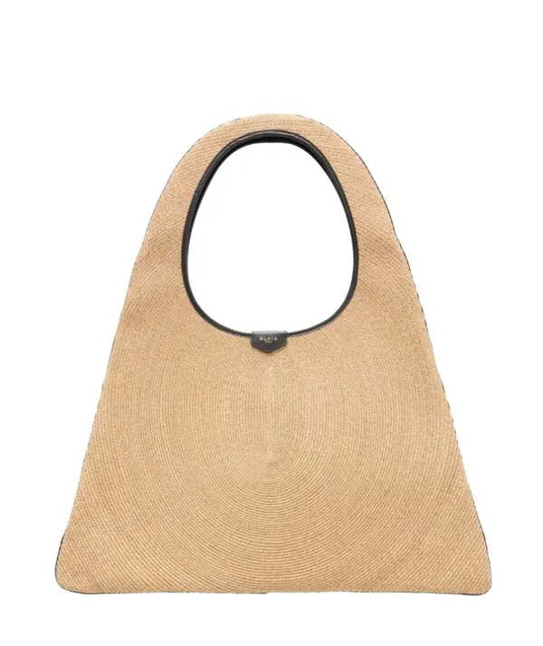 Alaïa Paper Straw Shoulder Bag With Leather Trim