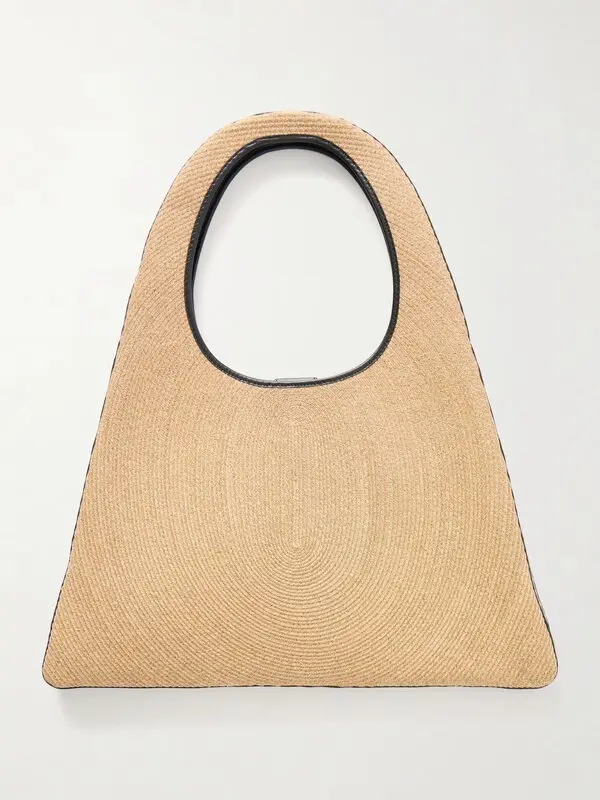 Alaïa Paper Straw Shoulder Bag With Leather Trim