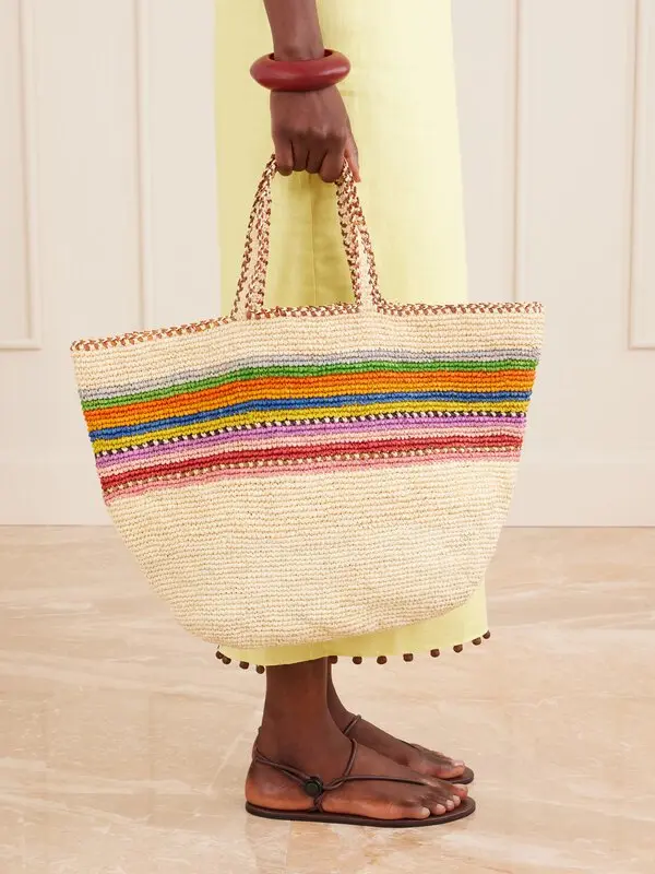 LEMLEM Mira Striped Raffia Tote
