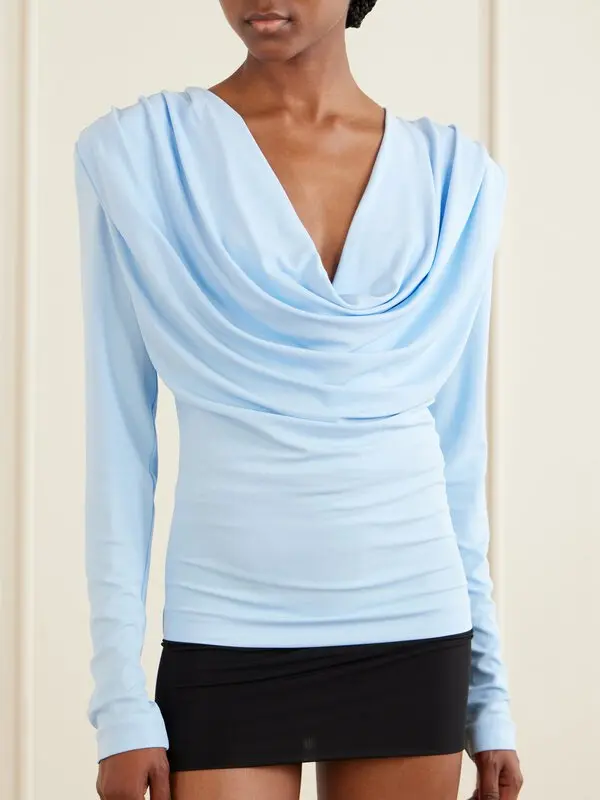 Wardrobe.NYC Draped Crepe-jersey Top - Blue