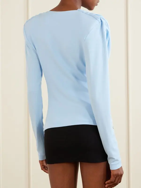 Wardrobe.NYC Draped Crepe-jersey Top - Blue